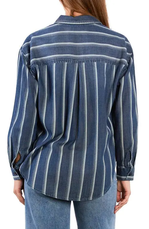 BILLY T Striped High-low Boyfriend Shirt