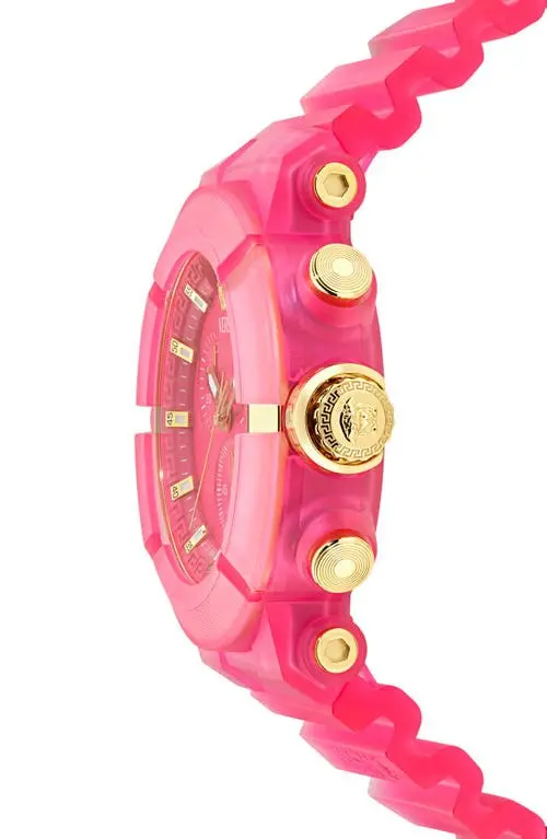 Versace Active Chronograph Bracelet Watch - Pink Ecoceramic