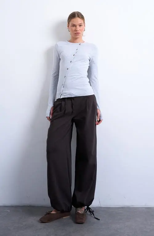 Topshop Asymmetric Button Front Top - Grey