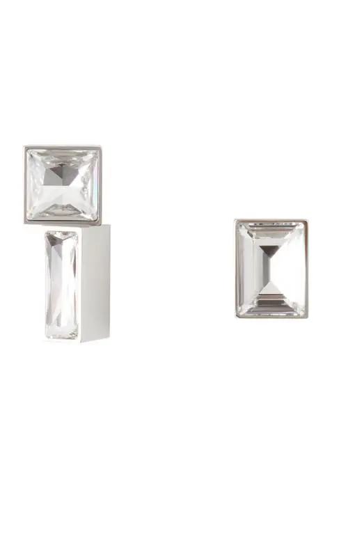 LANVIN Rhythmique Asymmetrical Crystal Earrings - Silver