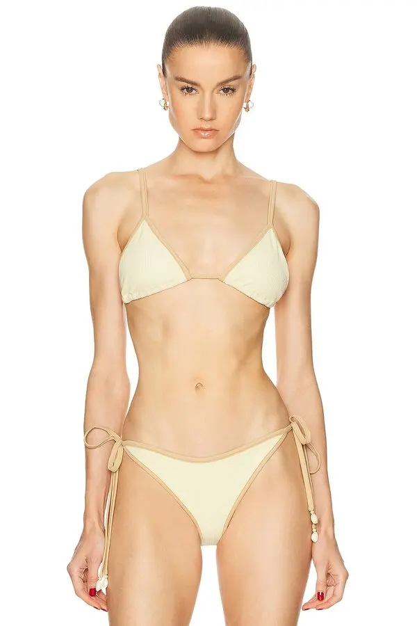 Johanna Ortiz Playa Del Rio Bikini Top - Ecru & Nude