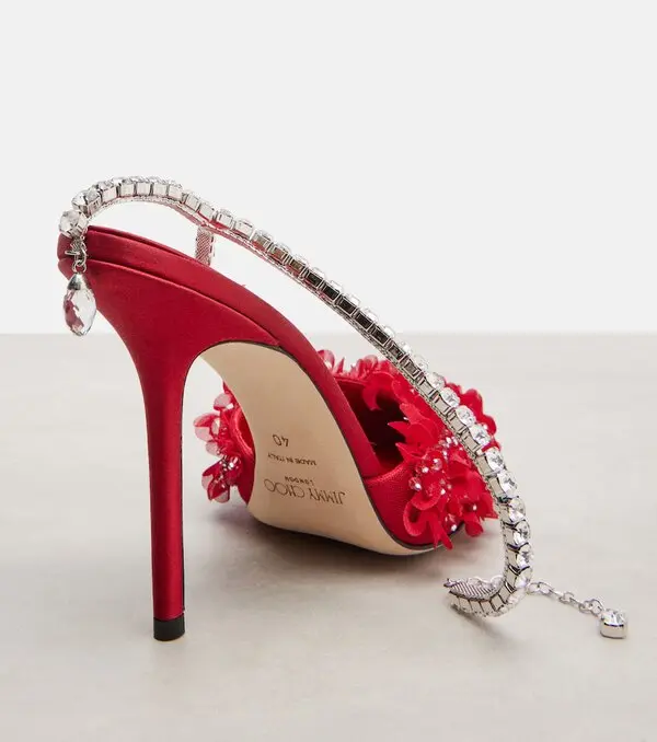 JIMMY CHOO Saeda 100 Embellished Mesh Pumps - Red
