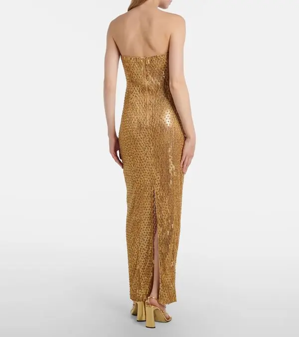 Rachel Gilbert Rosalie Embellished Bustier Gown - Gold