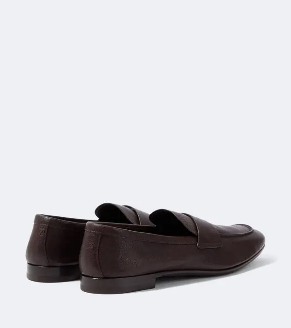 Prada Logo Leather Penny Loafers - Brown