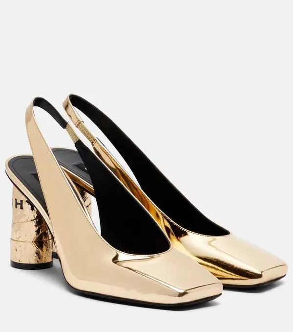 Givenchy Tape Mirrored Leather Slingback Pumps - Gold
