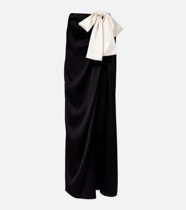Saint Laurent Bow-detail Silk Charmeuse Maxi Skirt - Black
