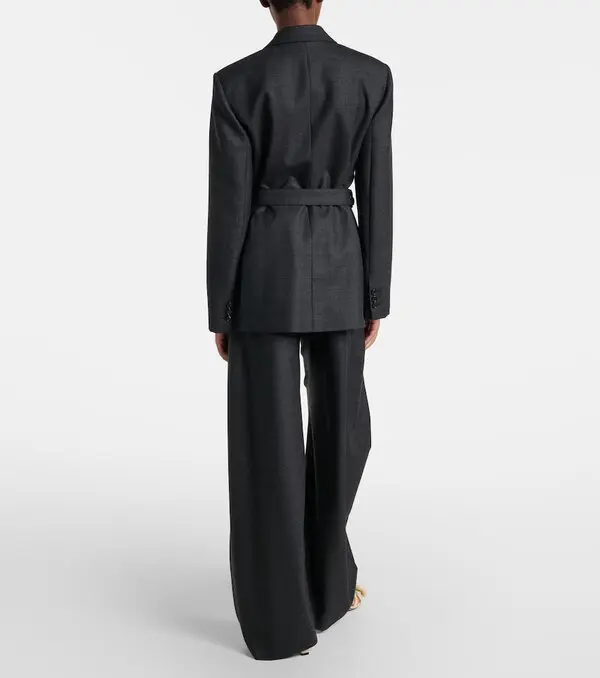 Loewe Checked Wool Wide Leg Trousers