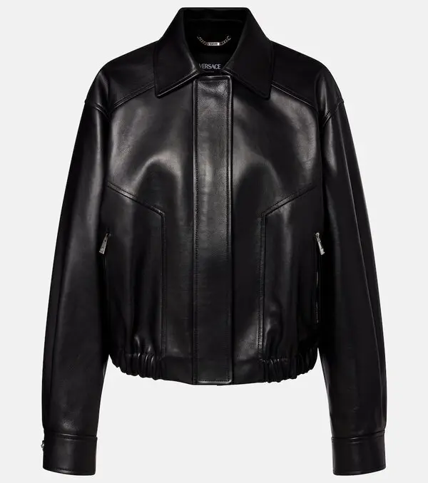 Versace Leather Blouson Jacket - Black