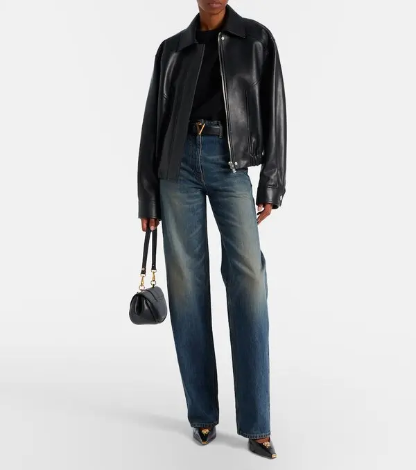 Versace Leather Blouson Jacket - Black
