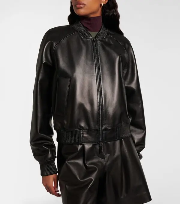 JOSEPH Quinn Leather Bomber Jacket