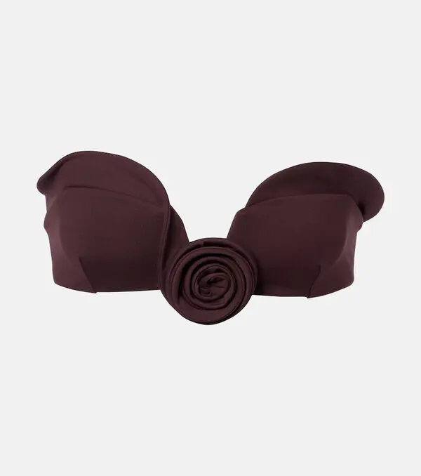 Magda Butrym Floral-appliqué Bikini Top - Burgundy