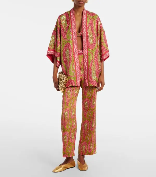 Etro Printed Silk Twill Wrap Jacket