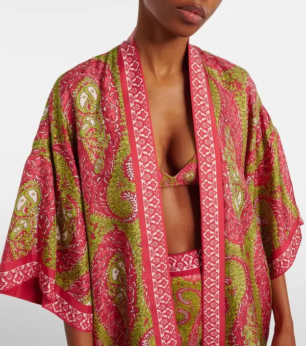 Etro Printed Silk Twill Wrap Jacket