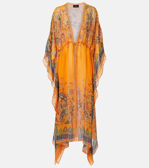Etro Embroidered Semi-sheer Beach Cover-up - Orange