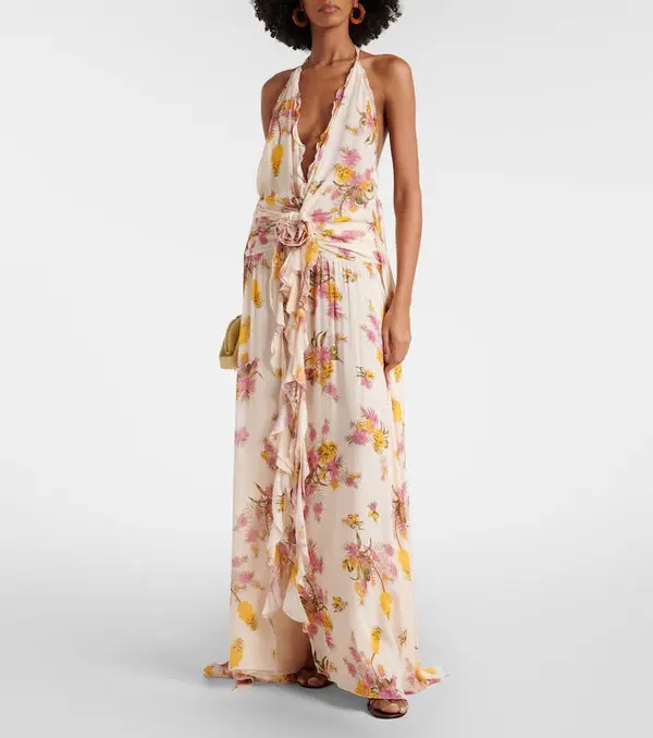 Blumarine Floral Georgette Gown