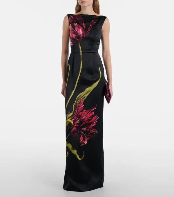 Erdem Floral Duchess Satin Gown