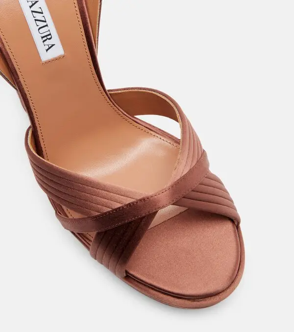 AQUAZZURA Sundance 140 Satin Platform Sandals - Brown