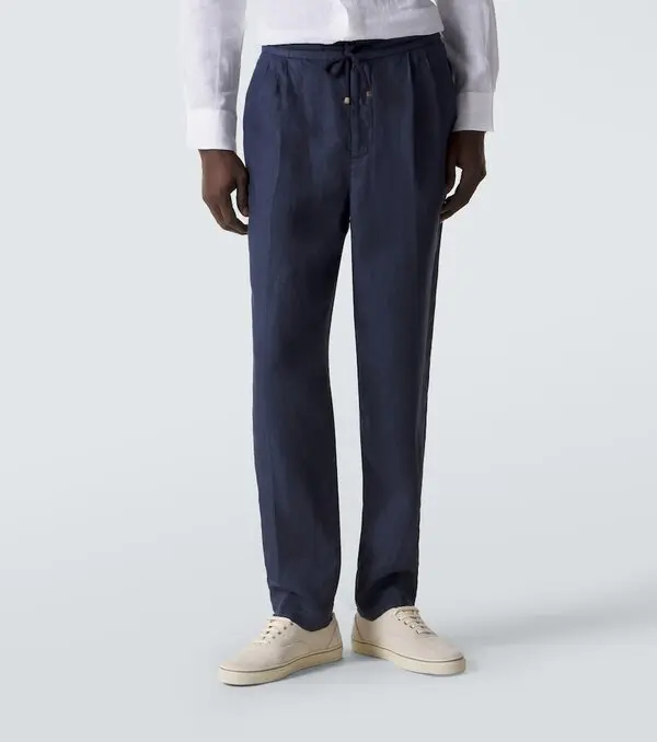 Brunello Cucinelli Linen Gabardine Tapered Trousers