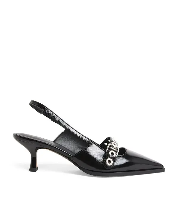 Maje Patent Leather Buckled Slingback Pumps