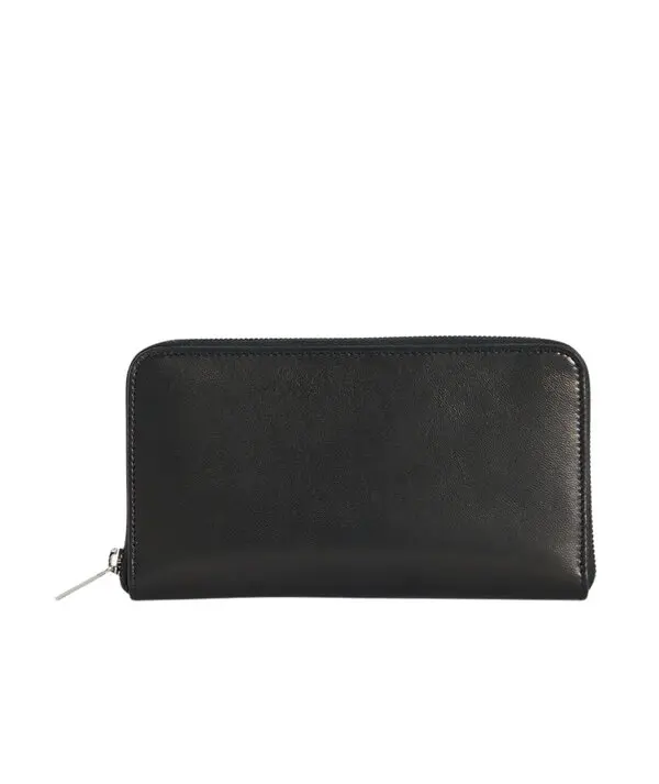 THE ROW Large Zip Wallet In Leather - Black