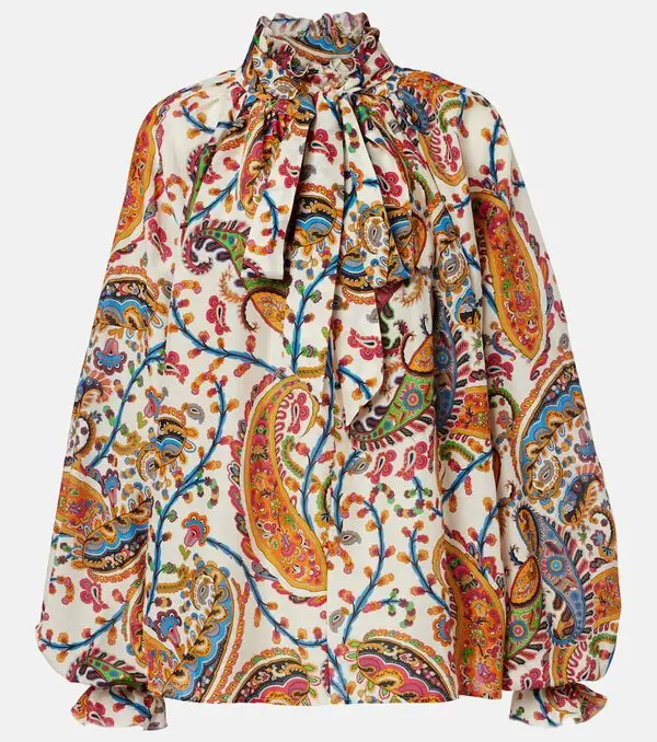 Etro Printed Cotton And Silk Blouse