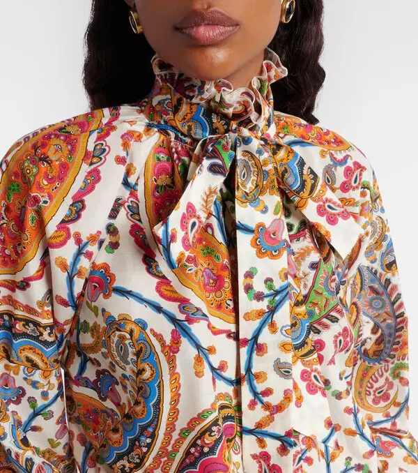 Etro Printed Cotton And Silk Blouse
