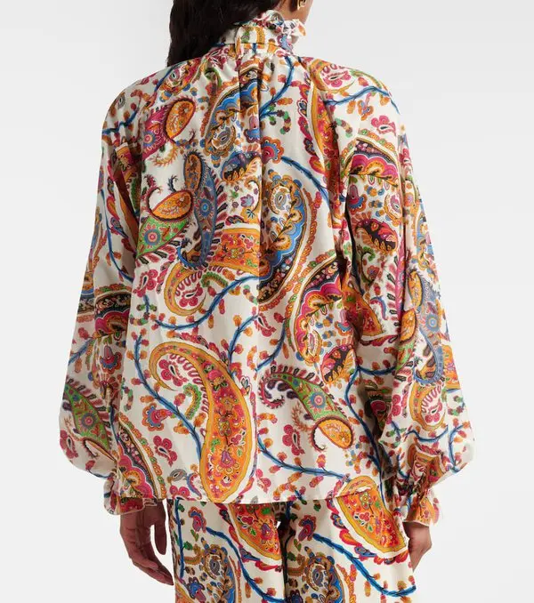 Etro Printed Cotton And Silk Blouse
