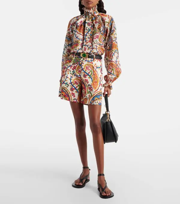 Etro Printed Cotton And Silk Blouse