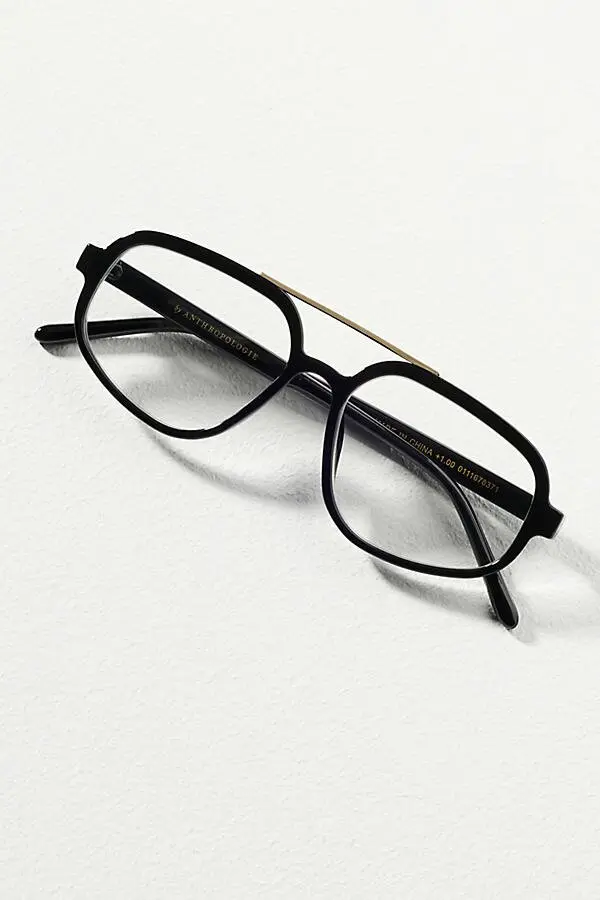 Anthropologie Acetate Aviator Readers - Black