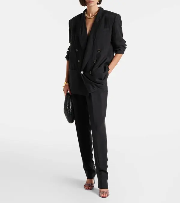 Saint Laurent Pleated Straight Leg Pants