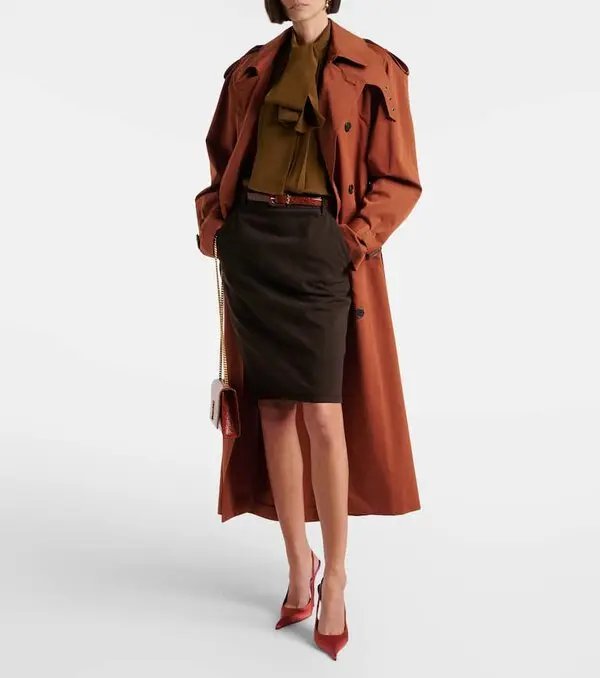 Saint Laurent Tie-neck Silk Crepe De Chine Blouse - Brown