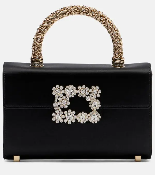 ROGER VIVIER Jewel Efflorescence Mini Satin Top-handle Bag