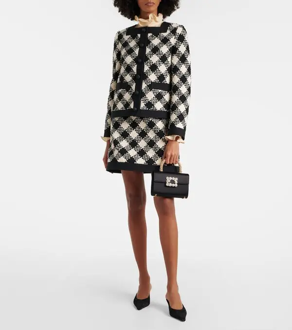ROGER VIVIER Jewel Efflorescence Mini Satin Top-handle Bag