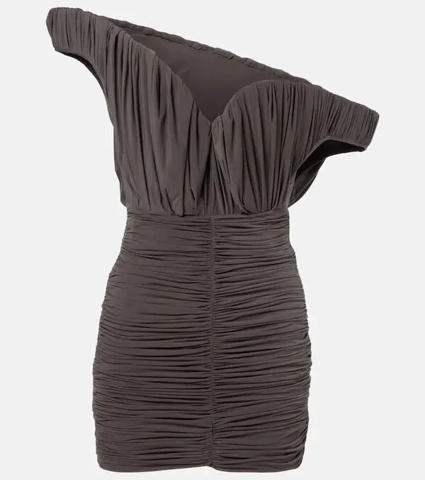 Magda Butrym Asymmetrical One-shoulder Ruched Bustier Dress