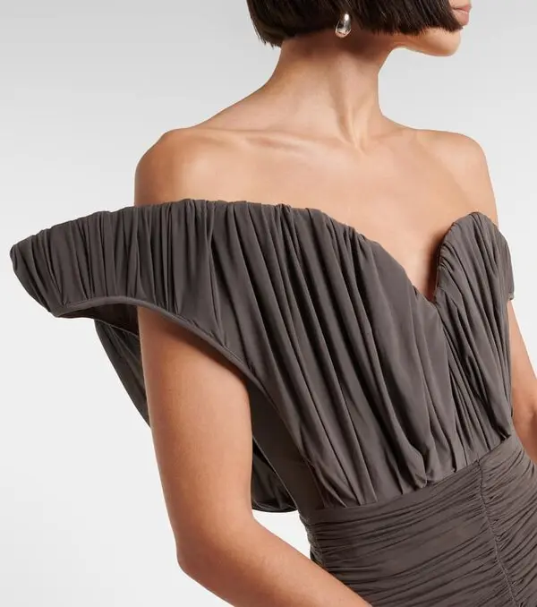 Magda Butrym Asymmetrical One-shoulder Ruched Bustier Dress