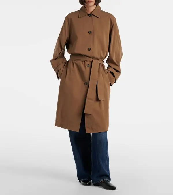 TOTEME Belted Cotton Trench Coat - Brown