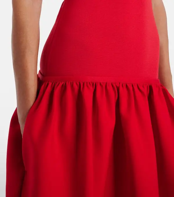 TOTEME Gathered Jersey Midi Dress - Red