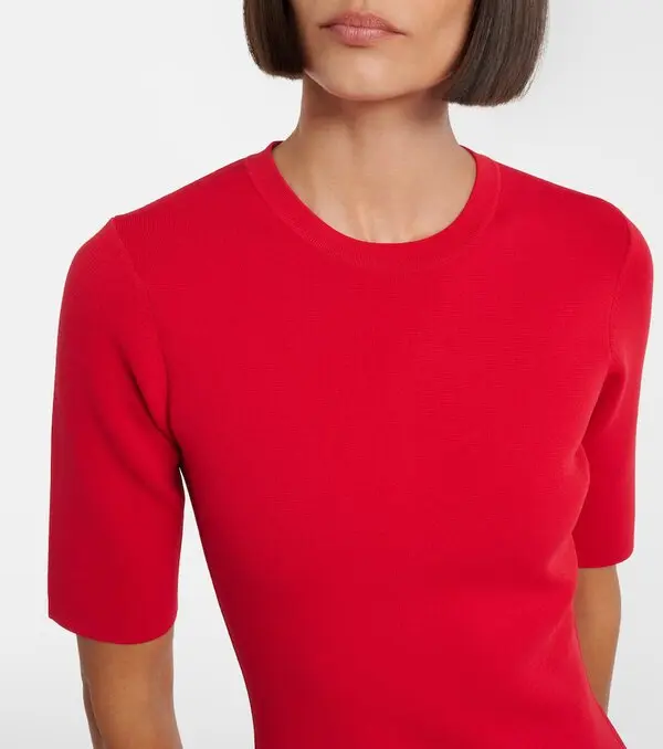 TOTEME Gathered Jersey Midi Dress - Red
