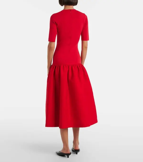 TOTEME Gathered Jersey Midi Dress - Red