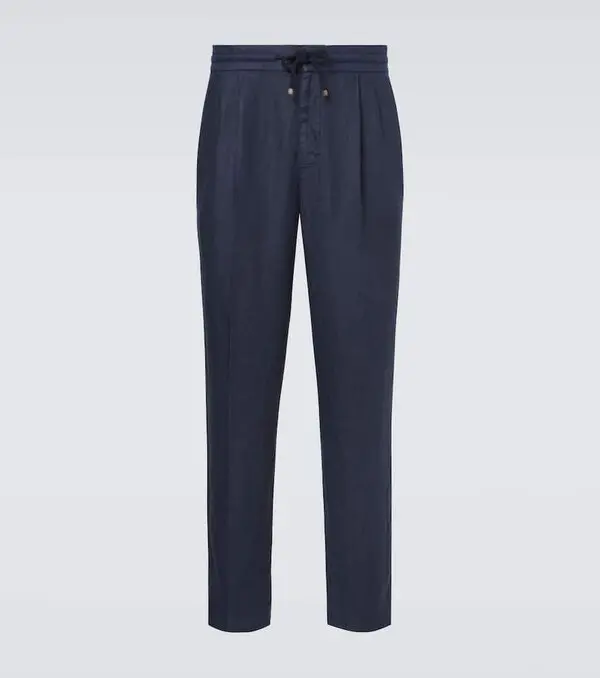 Brunello Cucinelli Linen Gabardine Tapered Trousers