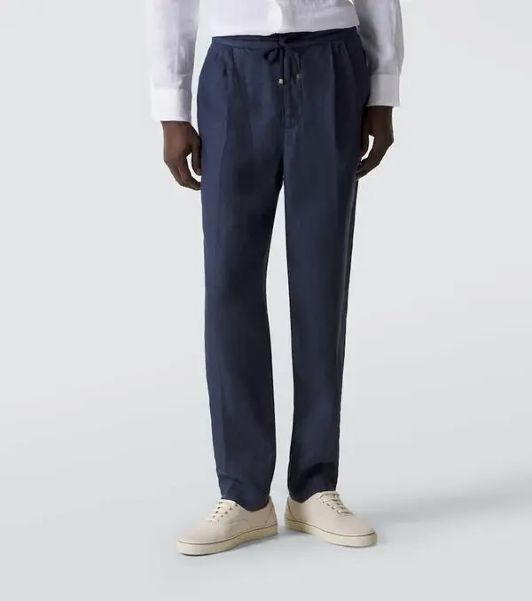 Brunello Cucinelli Linen Gabardine Tapered Trousers