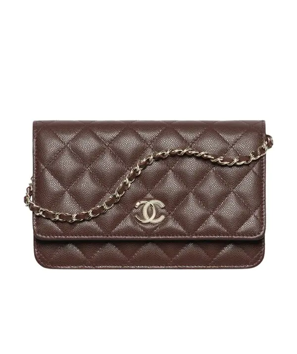 Chanel Wallet On Chain Shiny Grained Calfskin, Strass & Gold-tone Metal