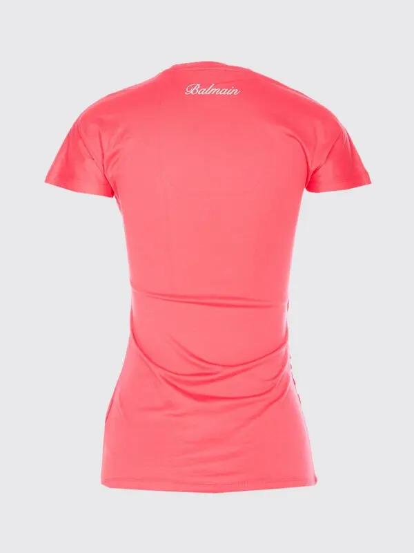 Balmain Draped T-shirt With Embellished Shoulders - Fuchsia