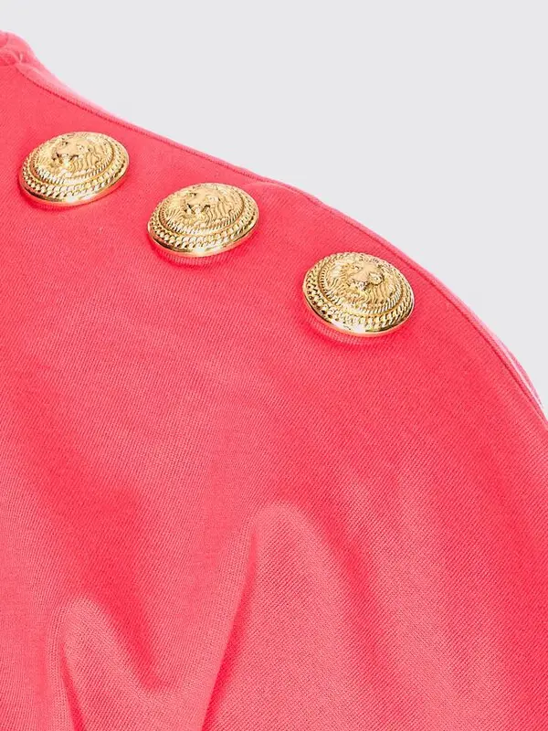 Balmain Draped T-shirt With Embellished Shoulders - Fuchsia