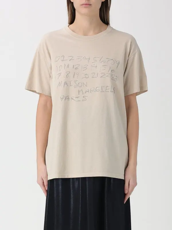 MAISON MARGIELA Crew Neck Cotton T-shirt With Numeric Logo - Rope