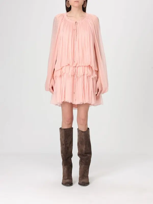 Chloé Gathered Tiered Dress - Pink