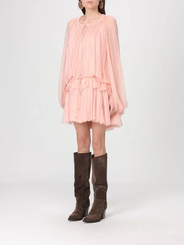 Chloé Gathered Tiered Dress - Pink