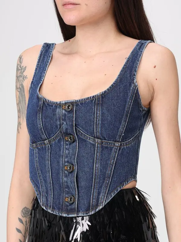 SELF-PORTRAIT Denim Corset Top