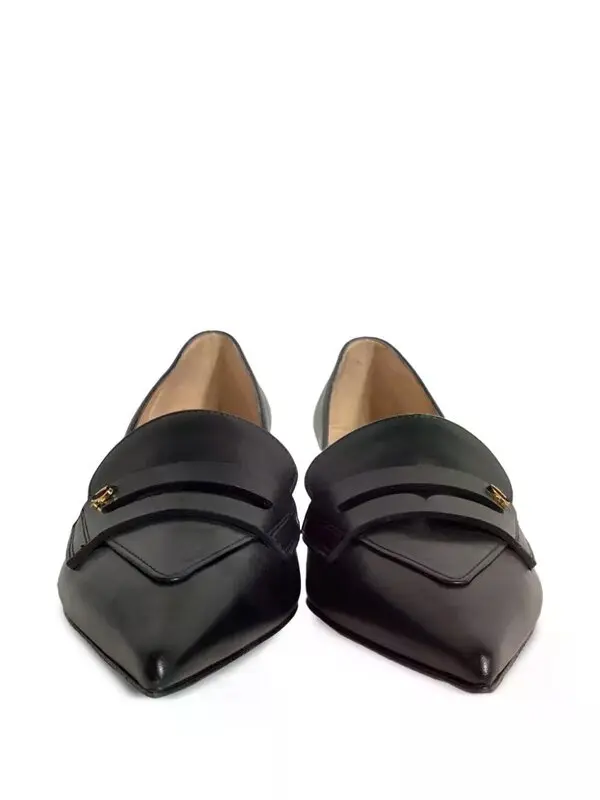 GIANVITO ROSSI Vitello Leather Loafer Pumps