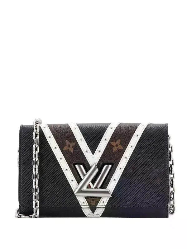 LOUIS VUITTON Twist Chain Wallet In Epi Leather With Monogram Canvas - Black
